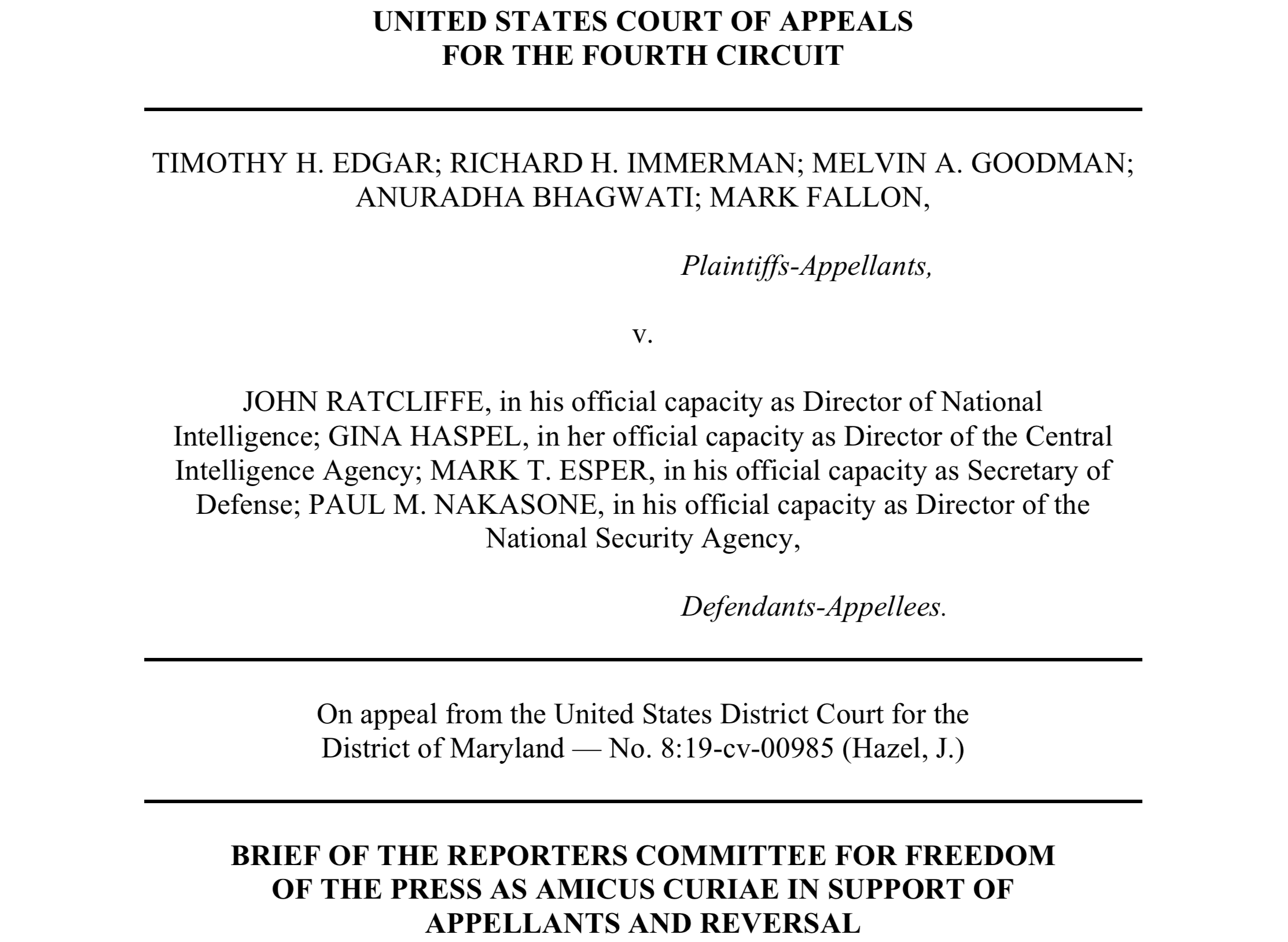 RCFP supports challenge to government's prepublication review system