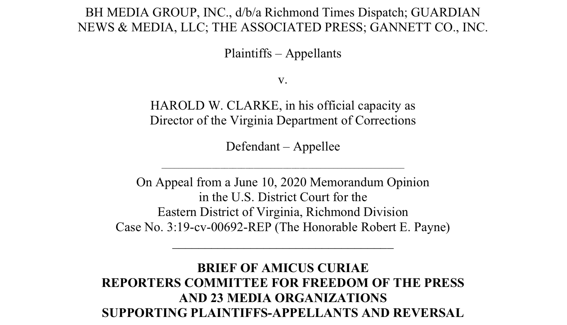 RCFP supports news outlets' fight to access full executions in Virginia