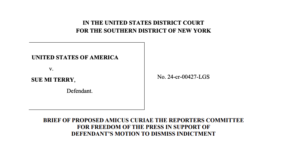 RCFP raises press freedom concerns about indictment under FARA