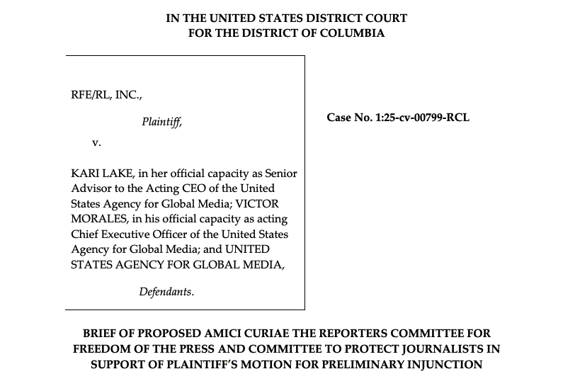 RCFP supports Radio Free Europe’s challenge to funding cuts